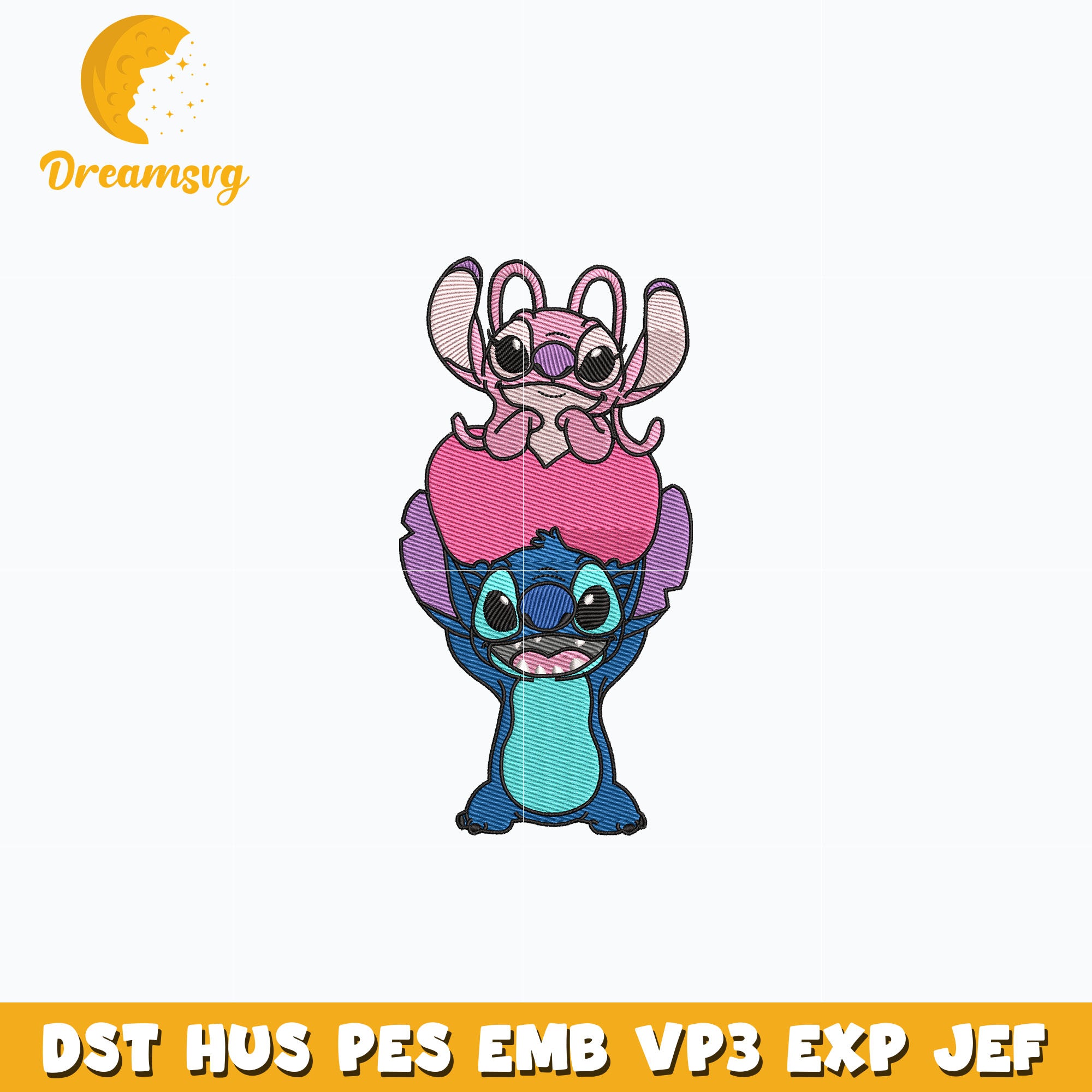 Stitch love angel embroidery design – DreamSVG Store
