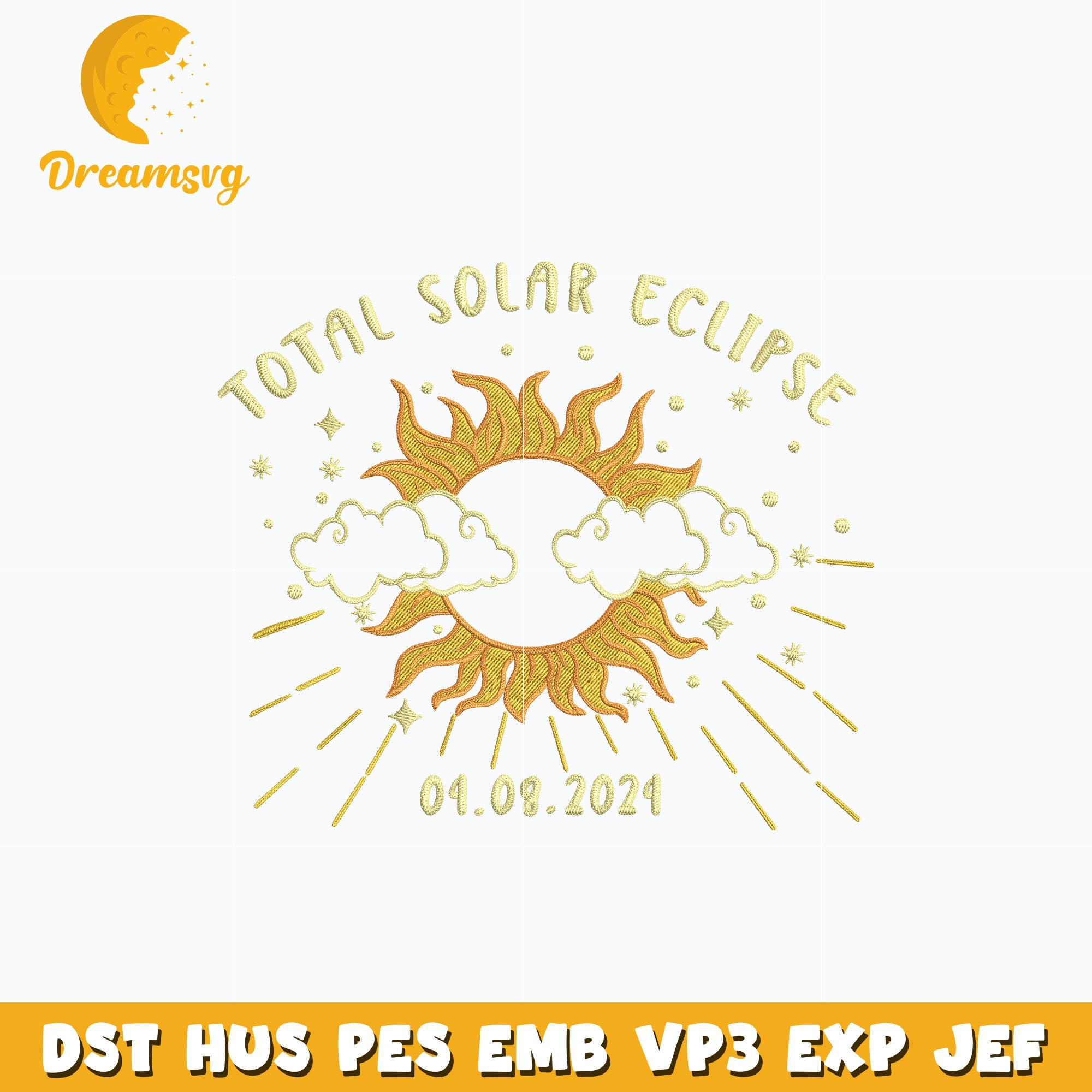 Total solar eclipse 2024 embroidery design – DreamSVG Store