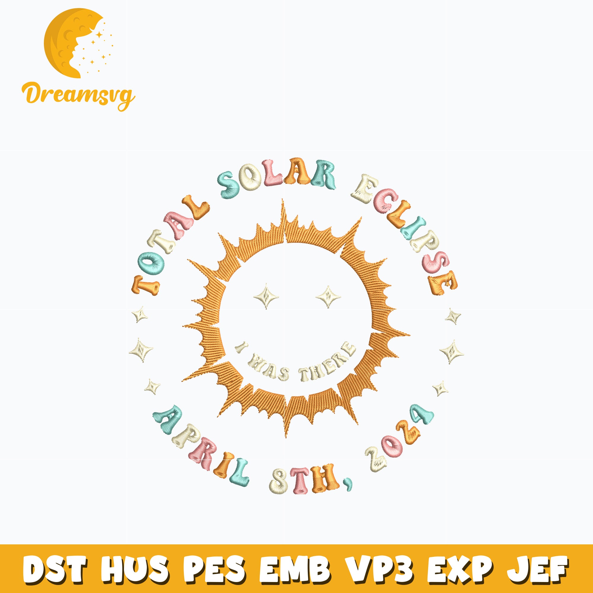 Total solar eclipse embroidery design – DreamSVG Store