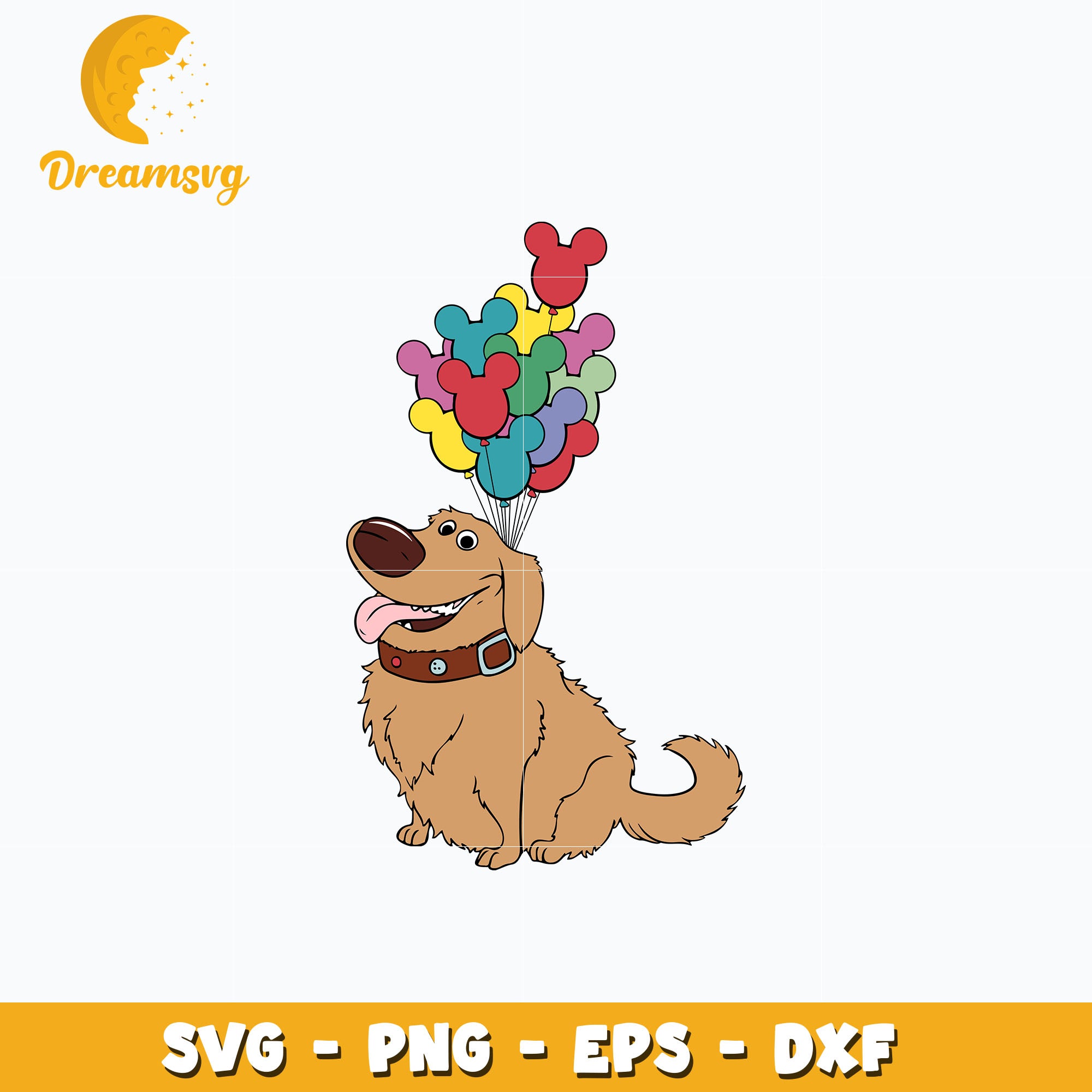 Dug dog with balloon svg, digital download – DreamSVG Store