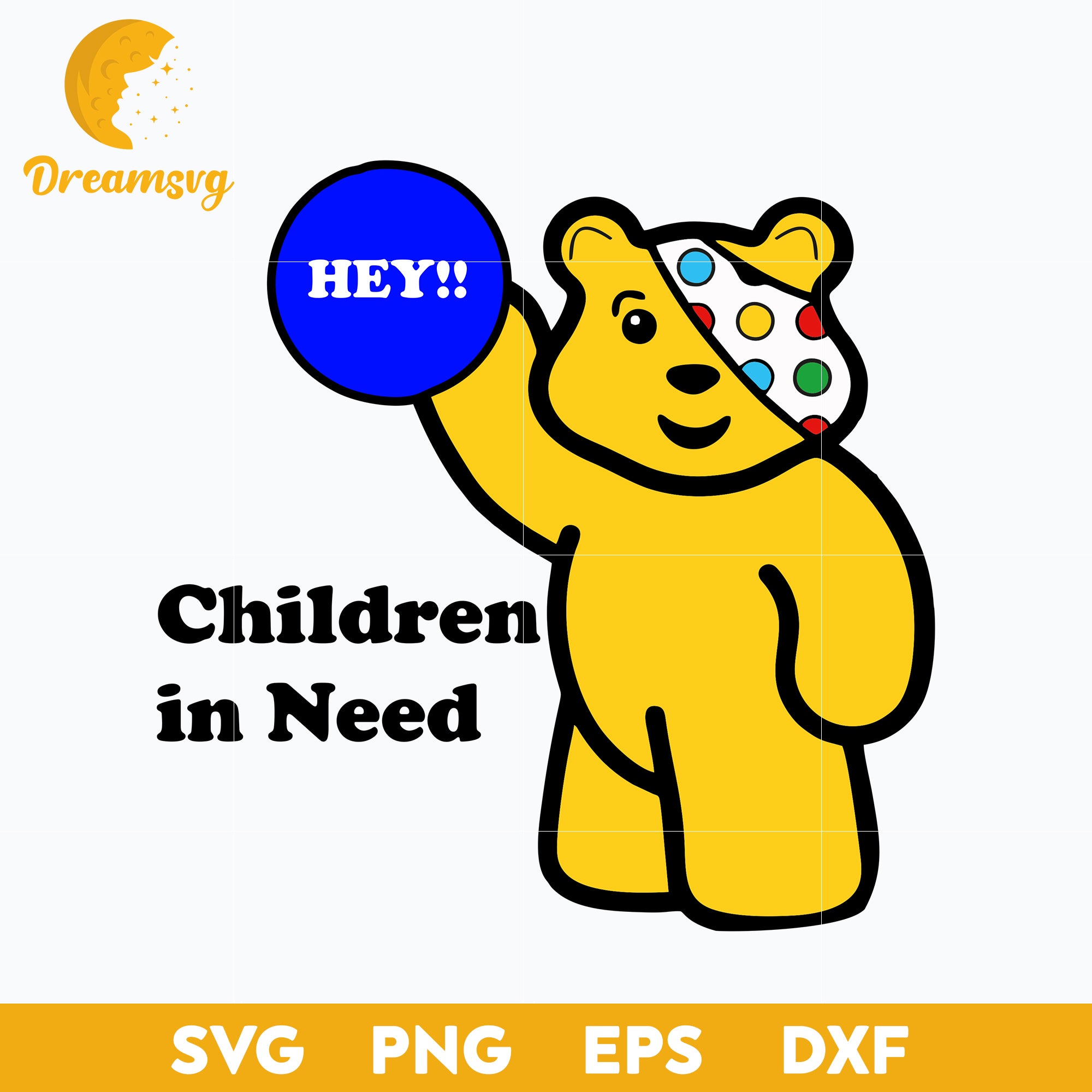 Hey! Children In Need SVG, Pudsey Bear SVG, Red Nose Day SVG ...