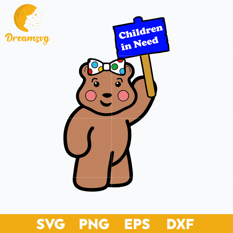 Children In Need SVG, Tesco Pudsey Bear Blush SVG, Cartoon SVG