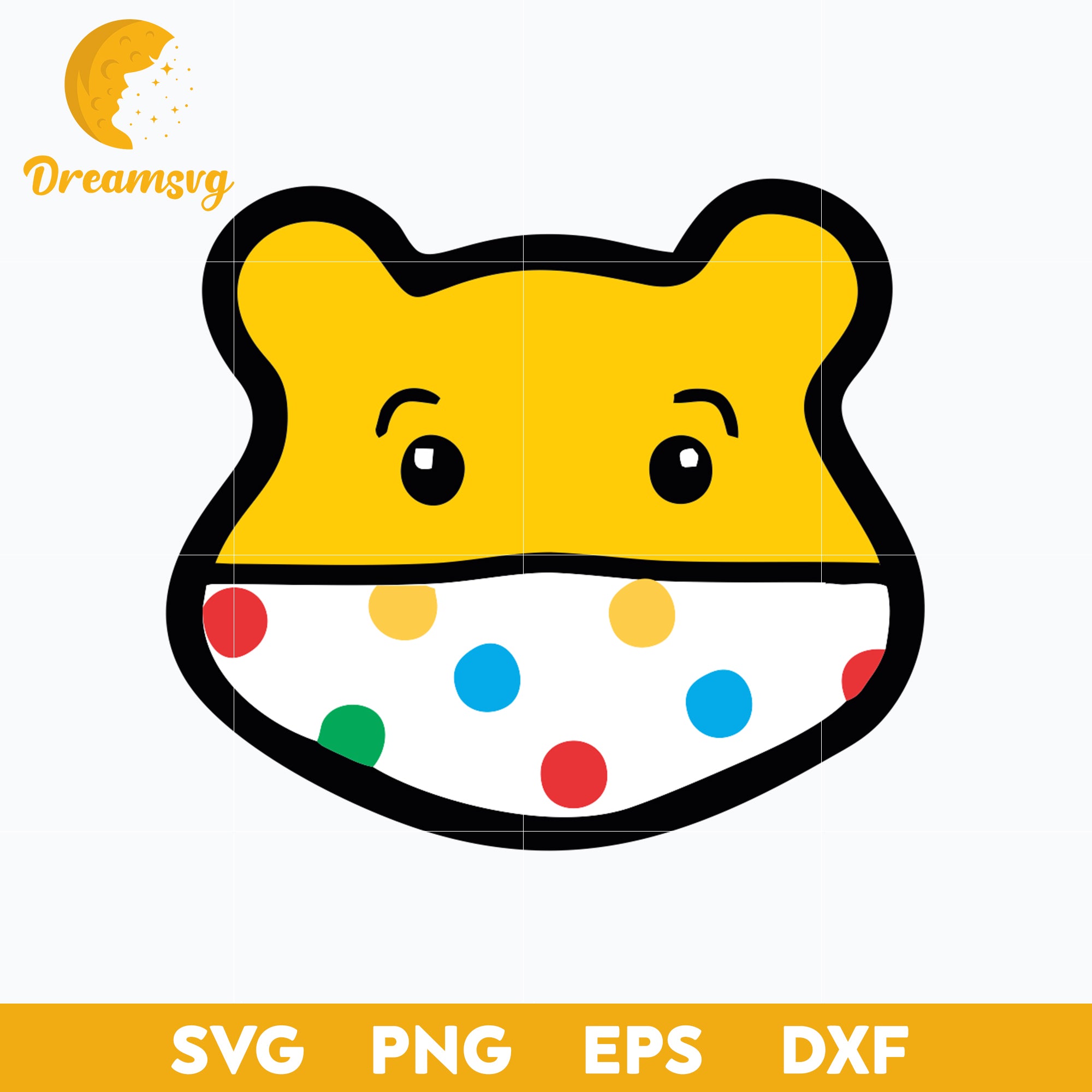 Pudsey Bear Face Mask SVG, Red Nose Day SVG, Cartoon SVG – DreamSVG Store