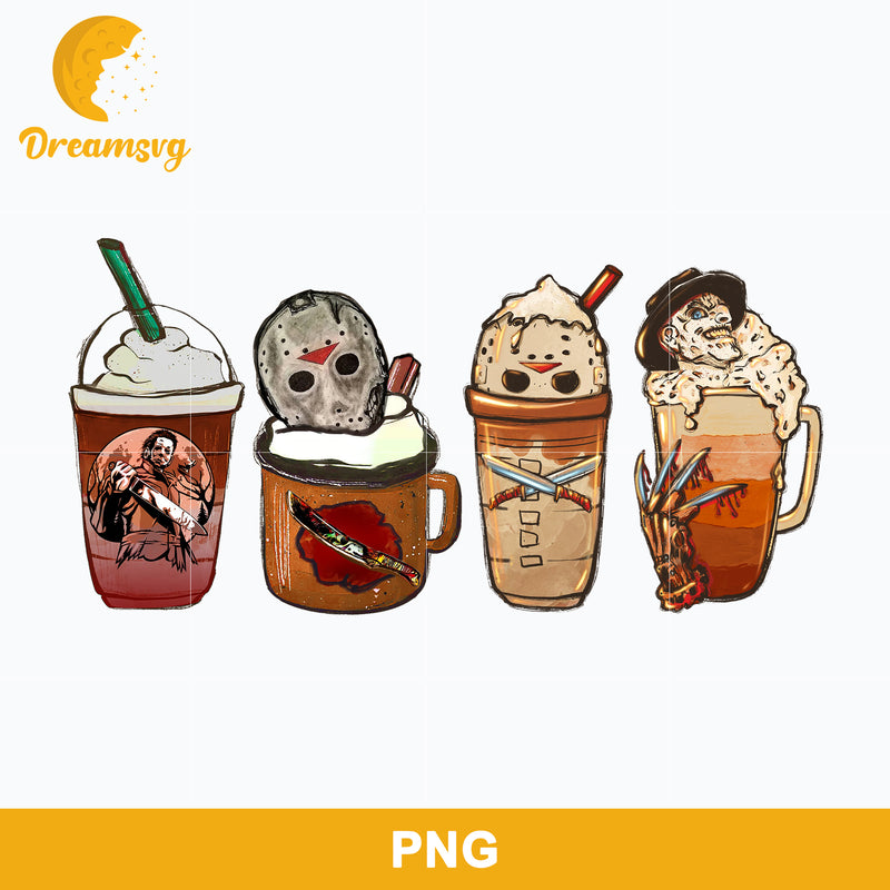 Horror Fall Halloween Coffee Png, Scary Movie Halloween Horror Killers