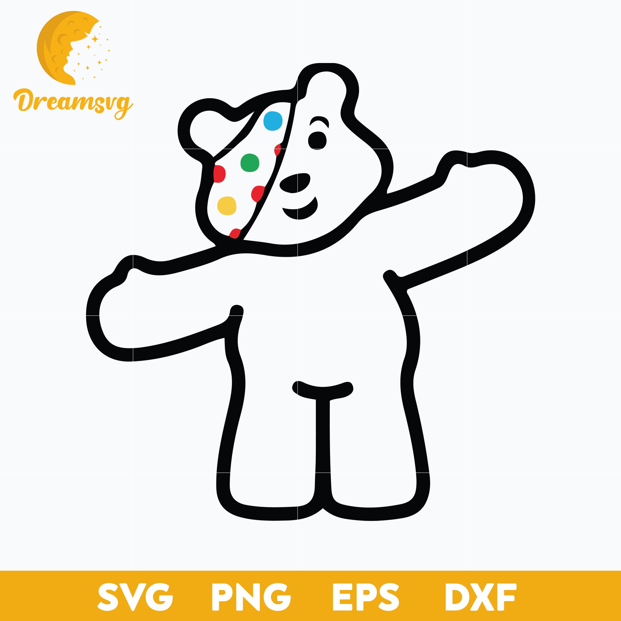 Pudsey Bear Open Your Arms Outline SVG, Red Nose Day SVG. – DreamSVG Store
