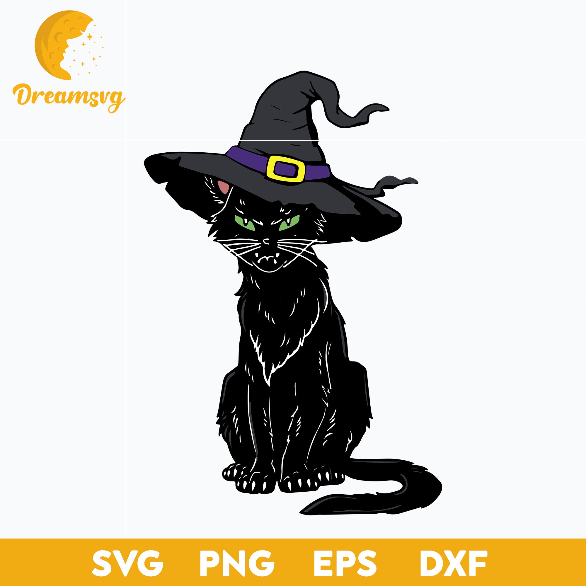 Black Cat With Witch Hat svg, Halloween svg, png, dxf, eps digital fil ...