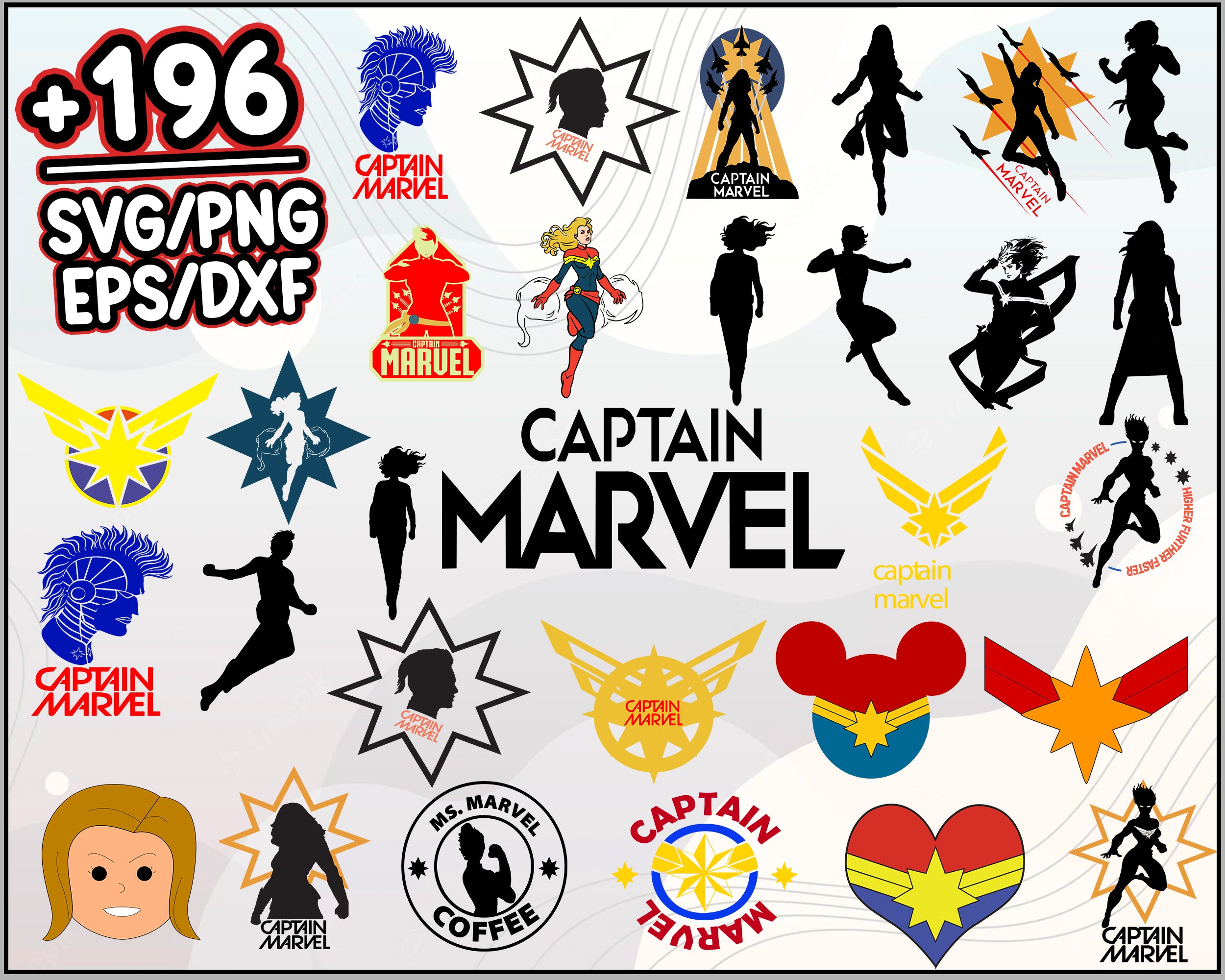 196+ Captain Marvel Svg Bundle, Marvel Svg, Captain Marvel Logo, Carto ...