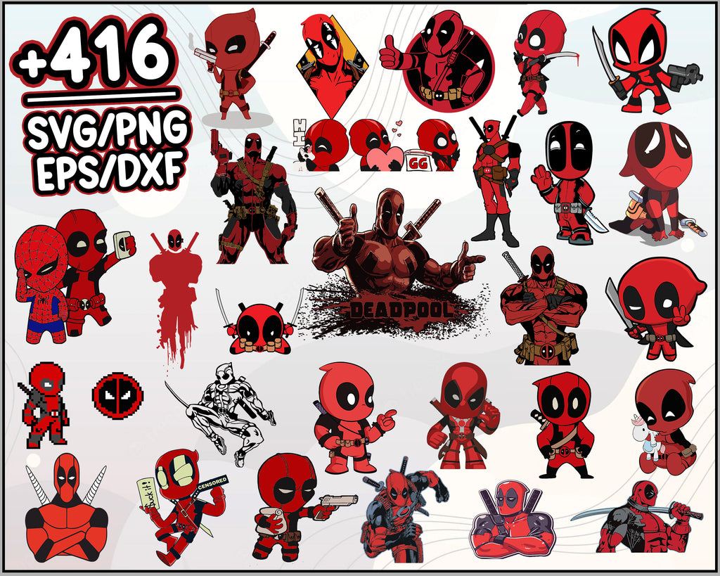 416+ Deadpool Marvel Bundle Svg, Deadpool Svg, Cartoon svg, png, dxf,