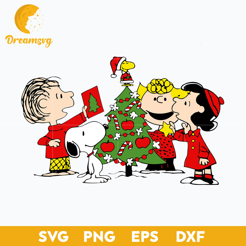 Merry Christmas Peanuts Friends SVG, Charlie Brown, Lucy, Snoopy, Wood