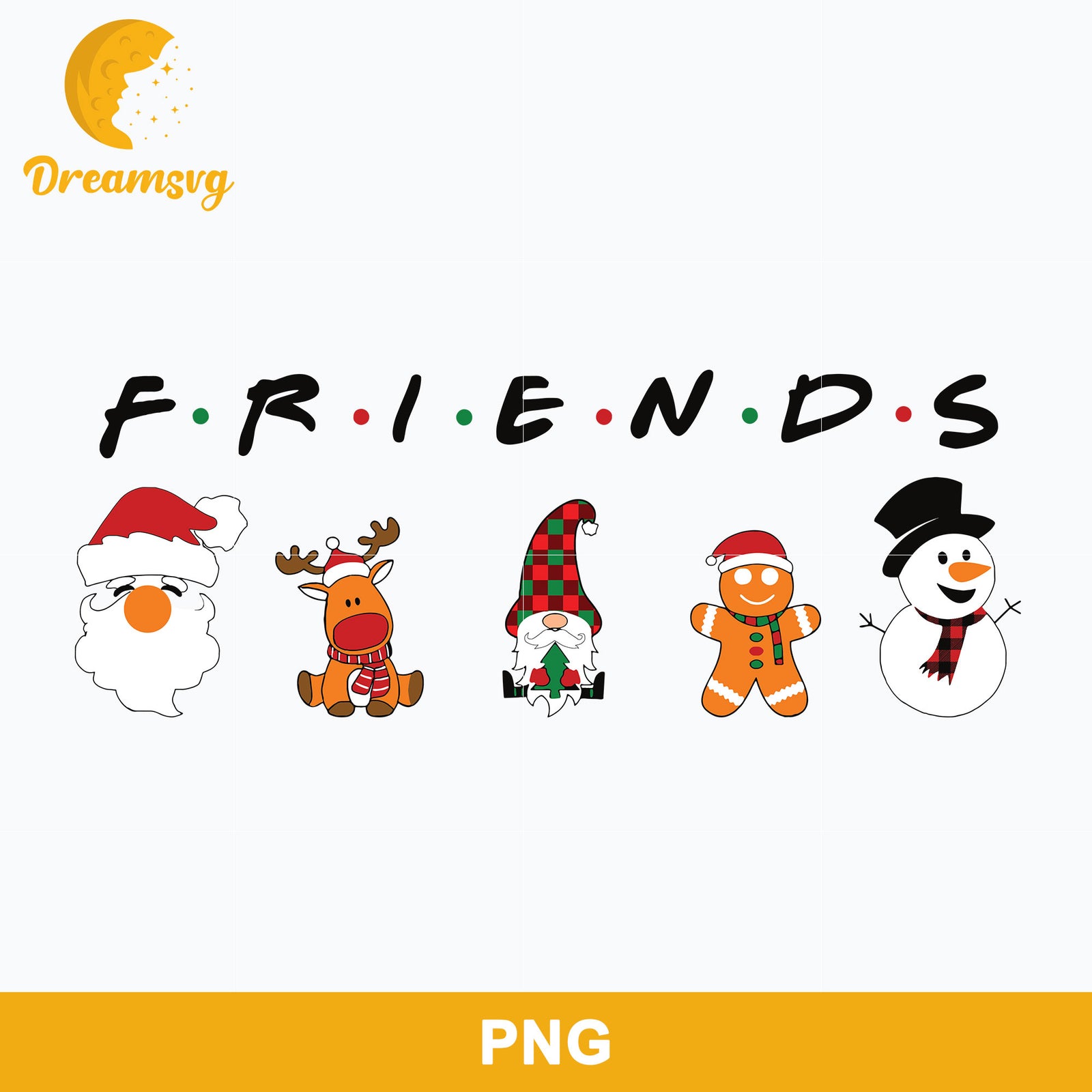 Friends Merry Christmas Characters PNG, Christmas PNG File.
