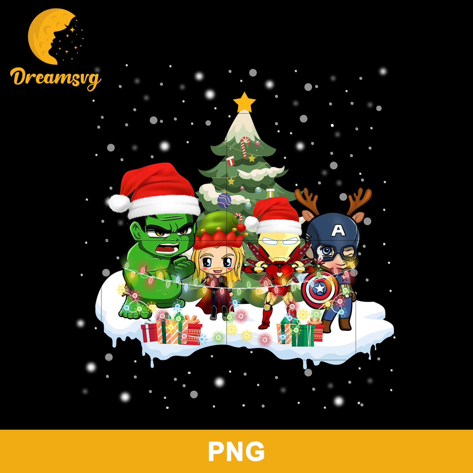 Superhero Characters Christmas PNG, Christmas PNG File.