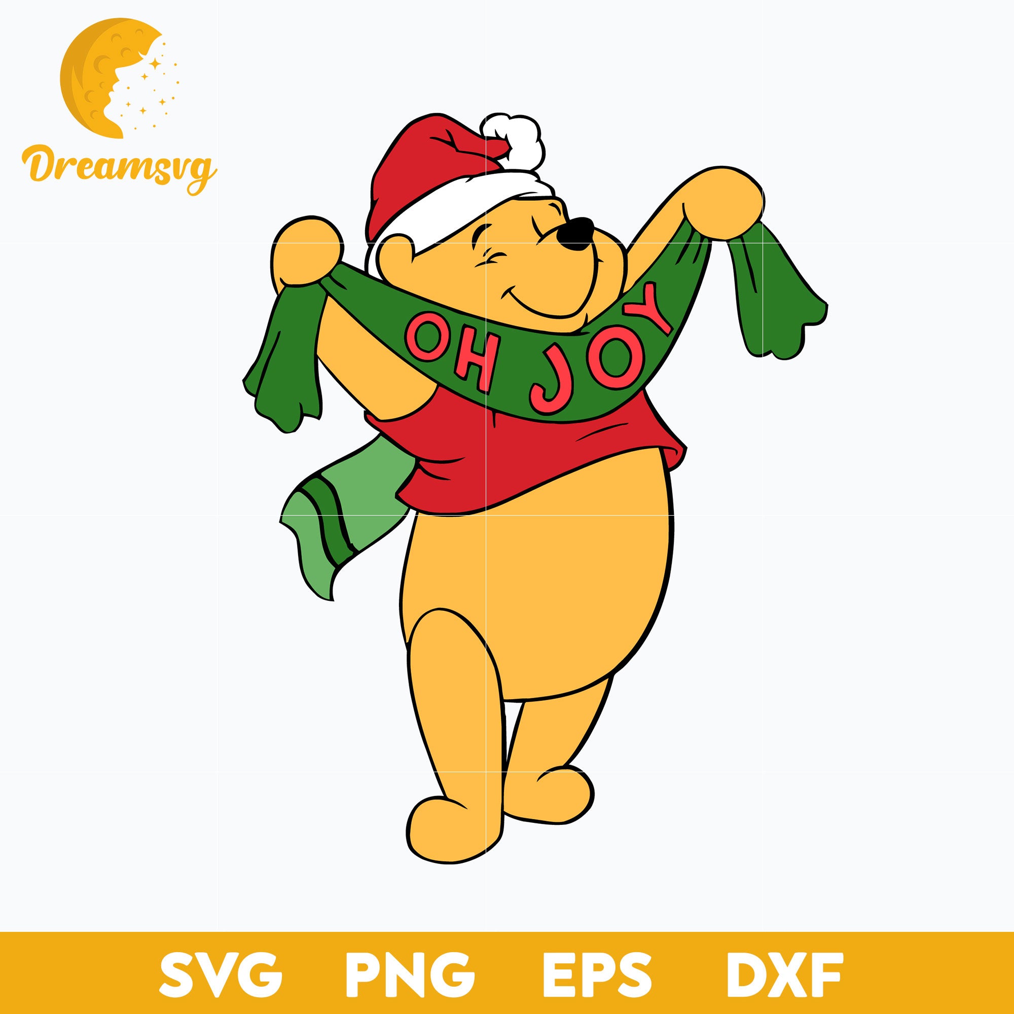 Pooh Bear Santa Christmas SVG, Pooh Christmas SVG PNG DXF EPS Digital ...