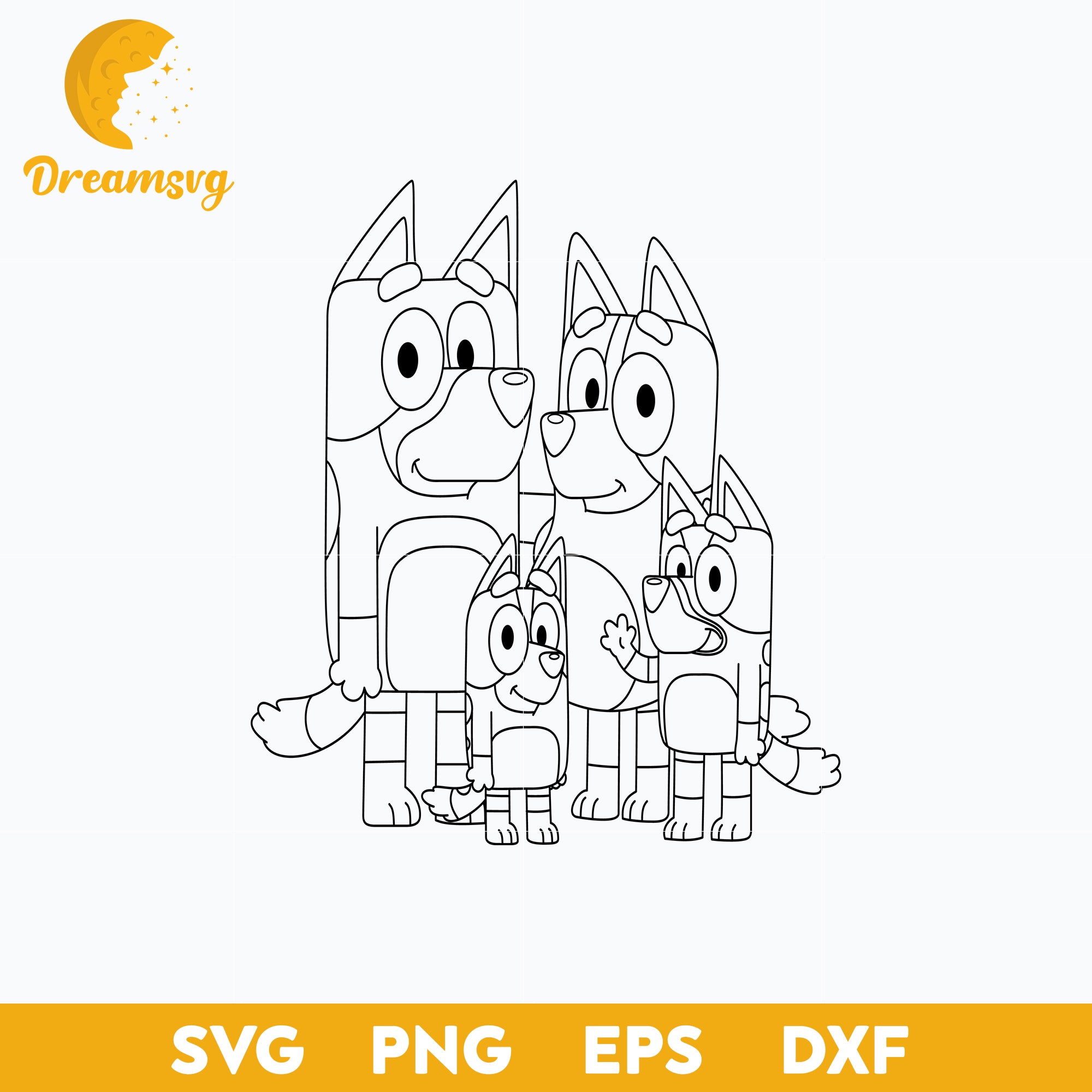 Family outline svg, Bluey Vector, Bluey Alphabeth, Bluey Cutfile, Blue ...