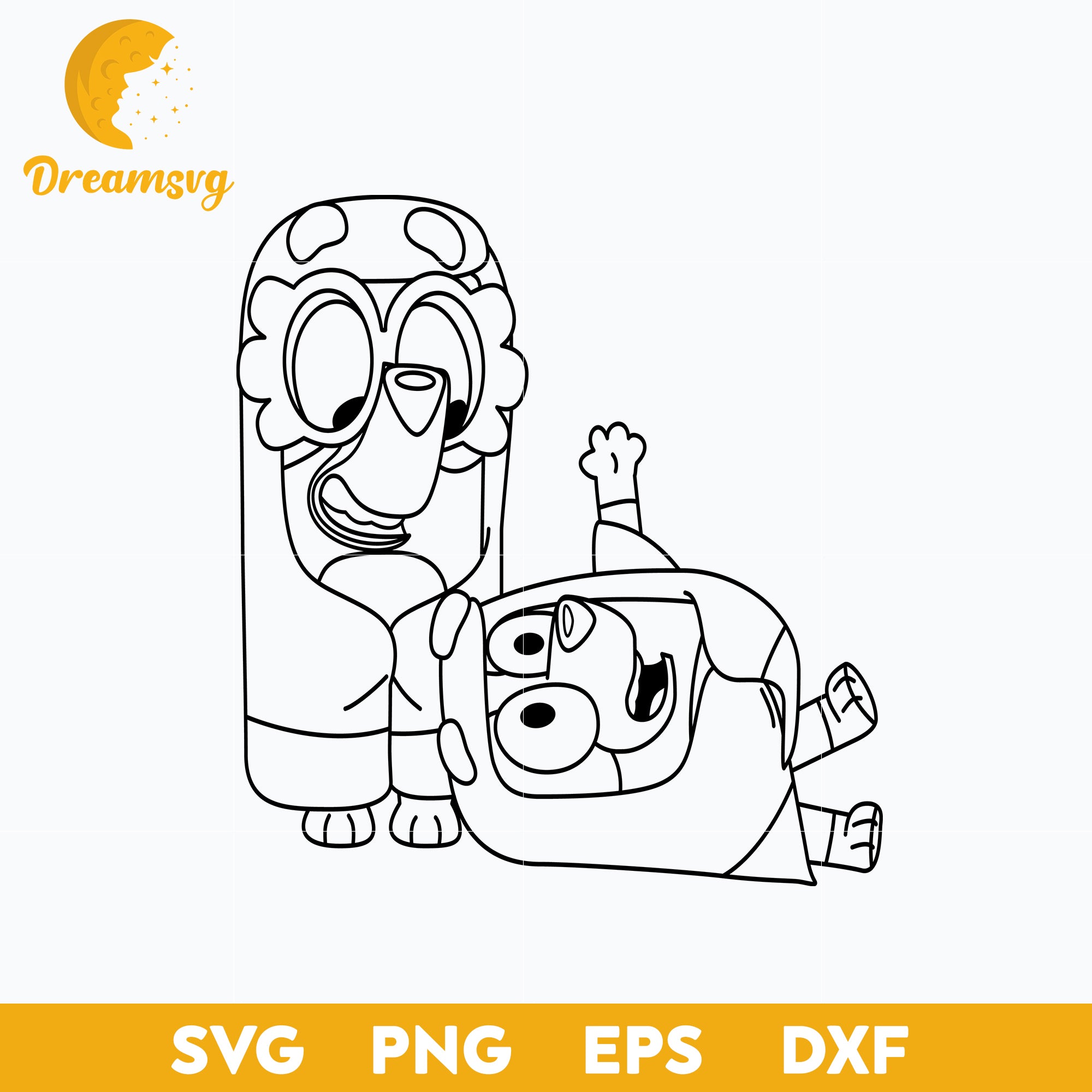 Granny rita and janet outline svg, Bluey Vector, Bluey Alphabeth, Blue ...