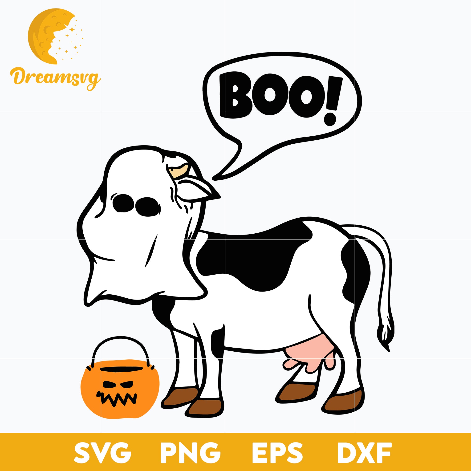 Halloween Cow Ghost Costume Cute Boo svg, Halloween svg, png, dxf, eps ...
