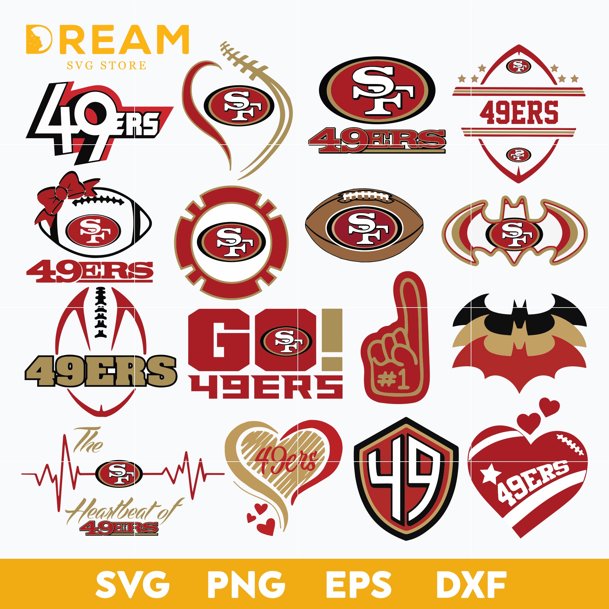San francisco 49ers bundle svg, 49ers bundle svg, Nfl svg, png, dxf, e ...