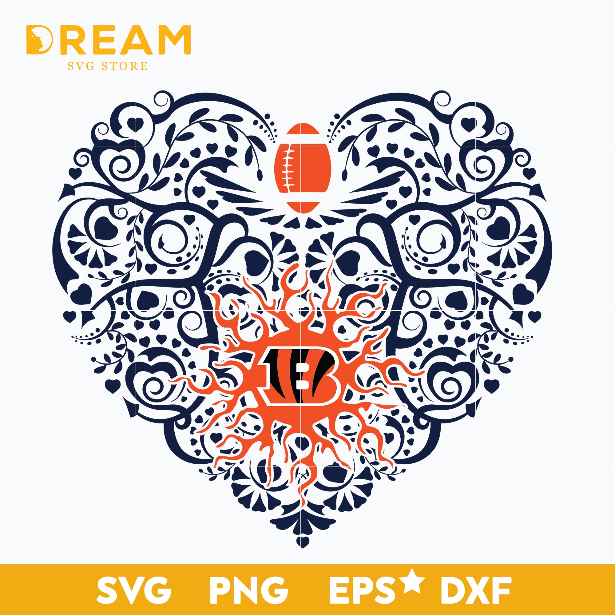 Cincinnati Bengals heart svg, Cincinnati Bengals svg, Bengals svg, Spo ...