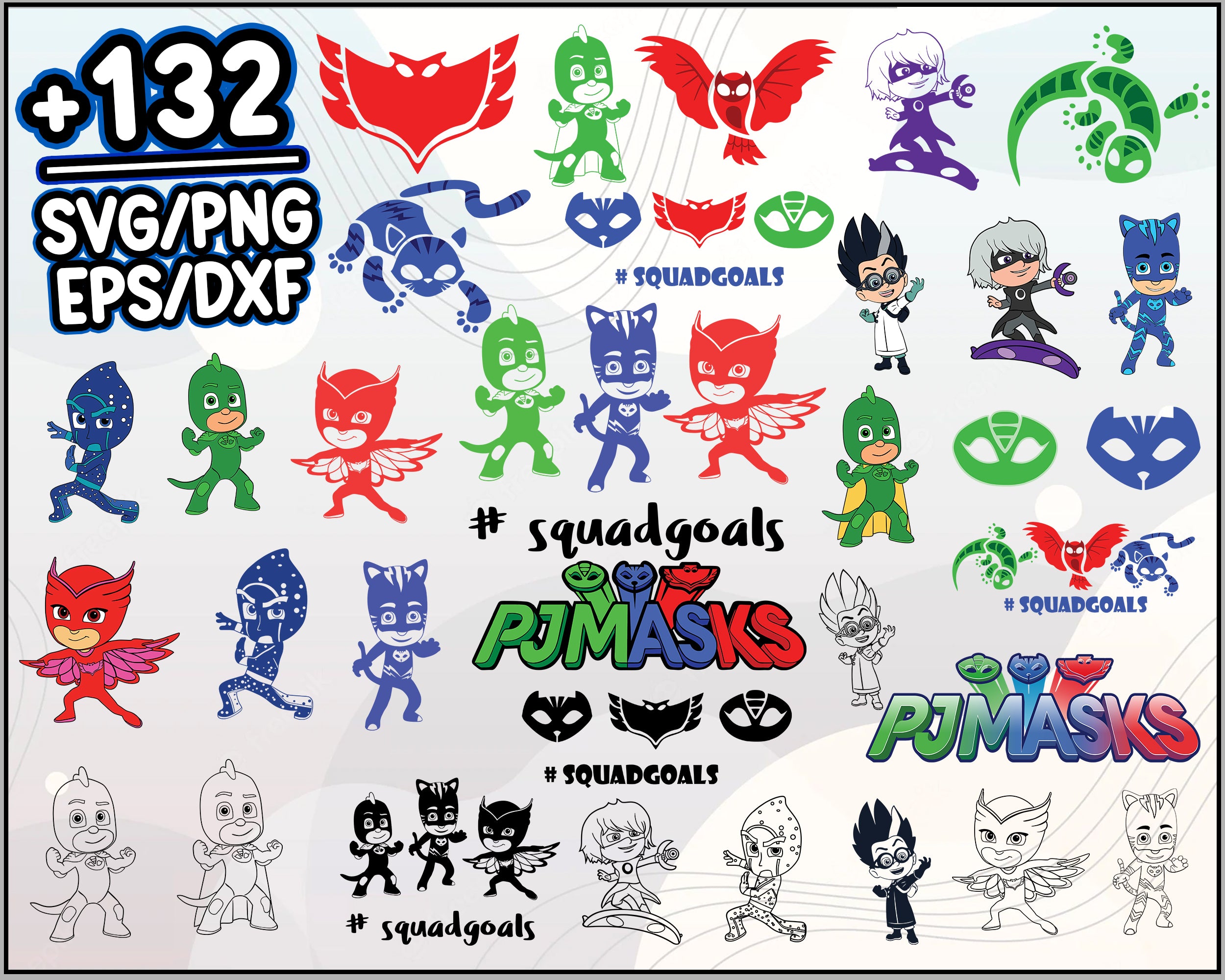 132+ PJ Masks Svg bundle, PJ Masks Svg, Connor Svg, Catboy Svg, Cartoo ...