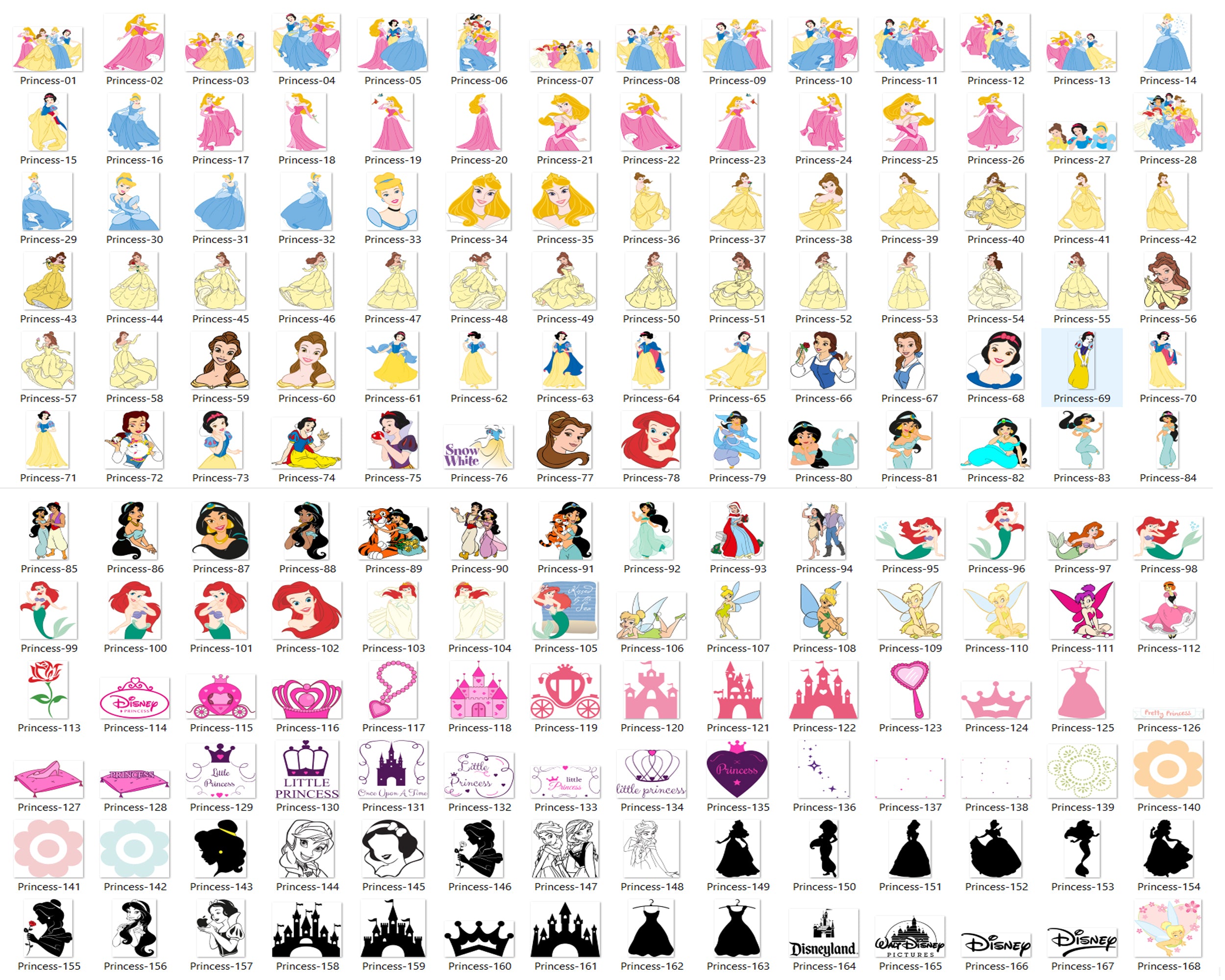 676+ Princess SVG Bundle, Disney Princess Silhouette, Disney Princess ...