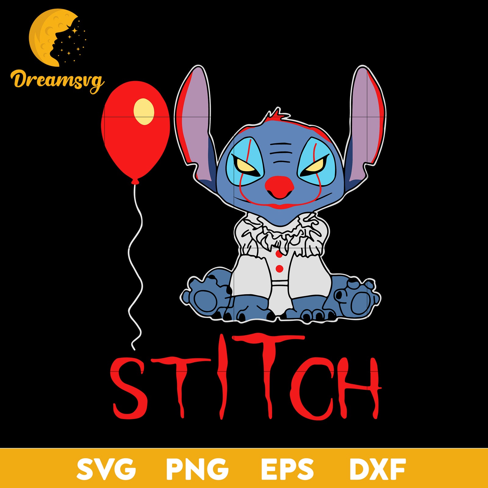 Stitch Cosplay Pennywise svg, Halloween svg, png, dxf, eps digital fil