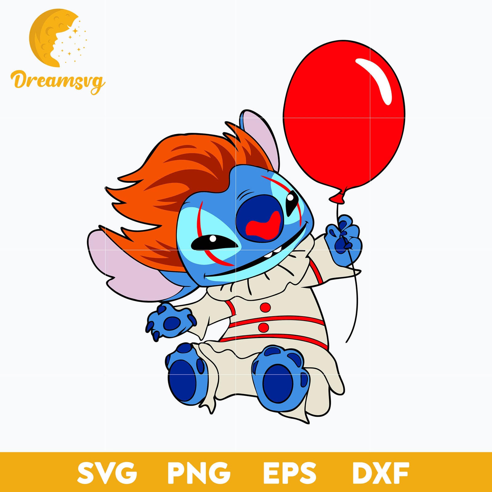 Stitch Pennywise Halloween Svg, Stitch Pennywise Svg, Stitch Halloween