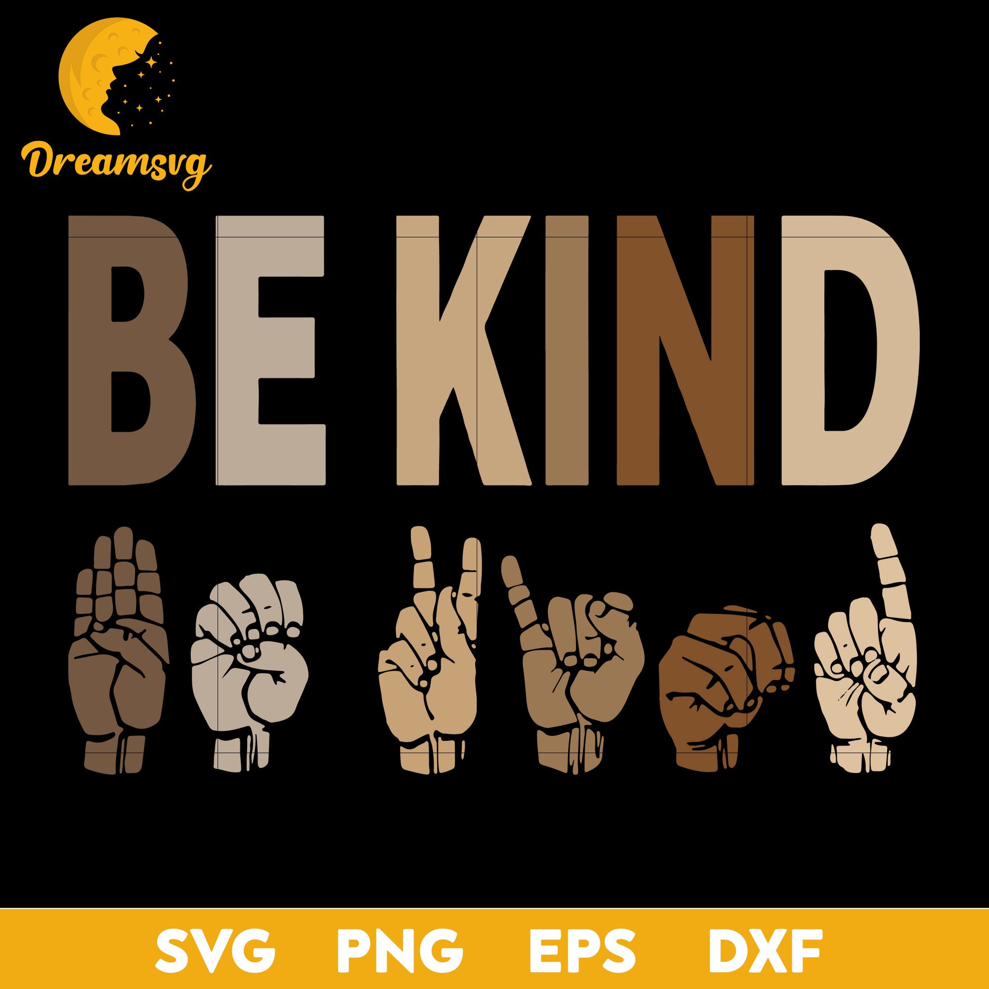 Be Kind Sign Language Svg, Funny Svg, Png, Dxf, Eps Digital File ...