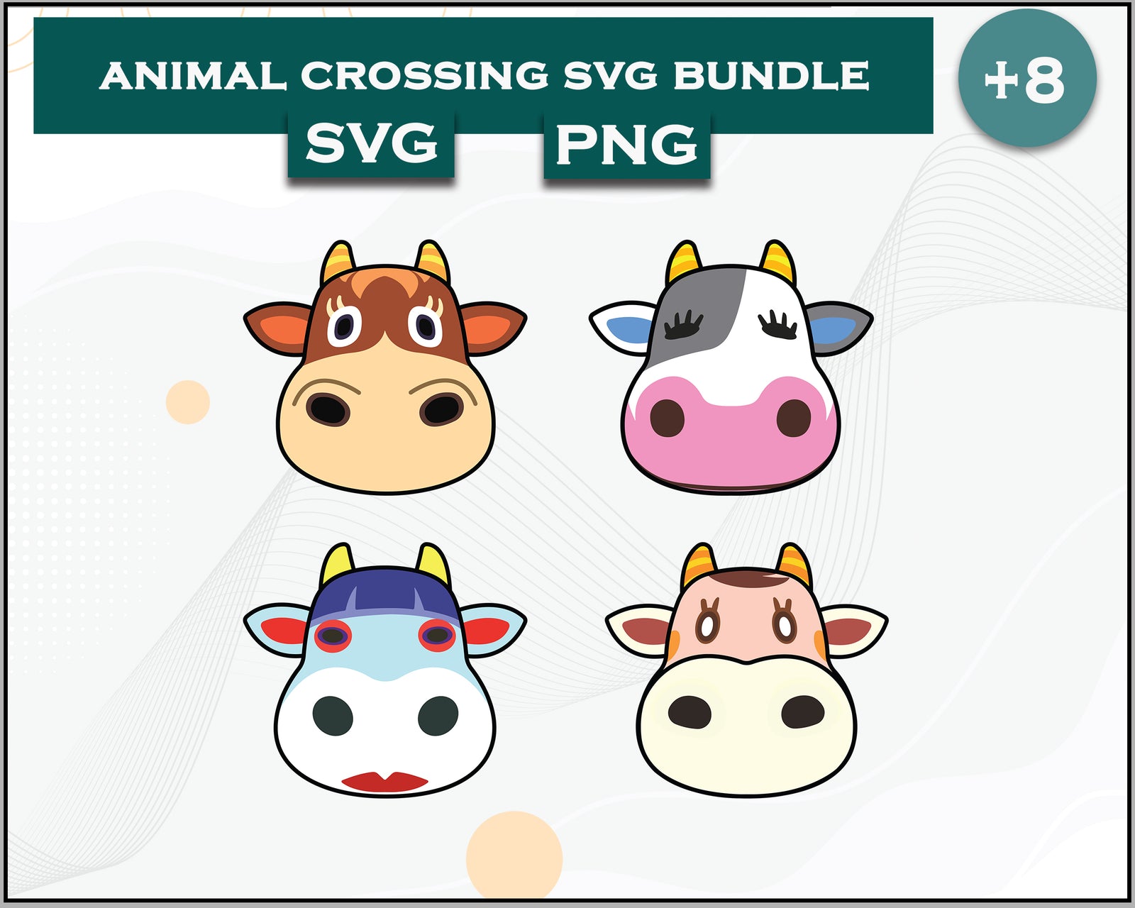 8+ Cow Svg Bundle, Animal Crossing Svg Bundle, Animal Crossing Svg, Ca