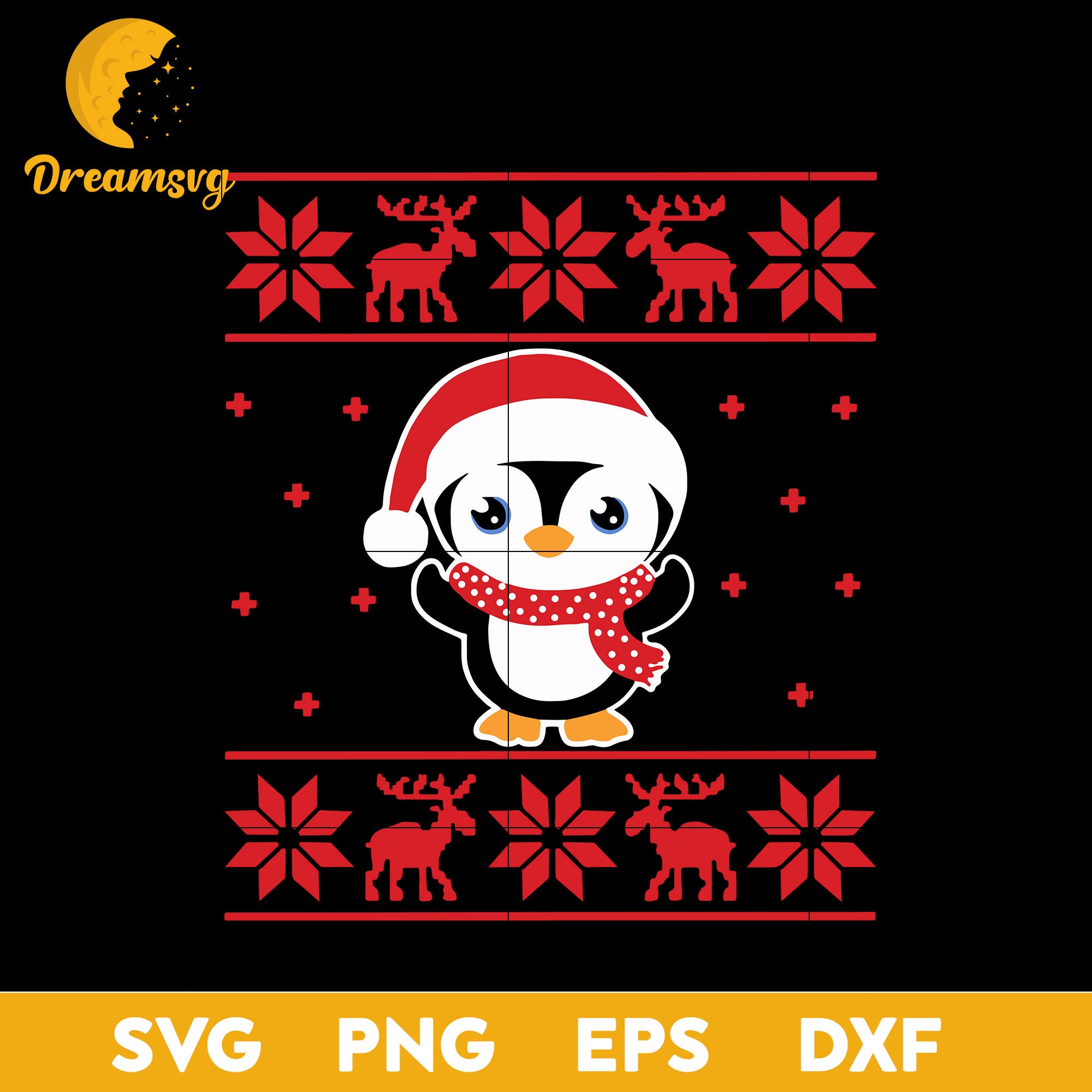 Christmas Penguin SVG, Christmas SVG, PNG DXF EPS Digital File ...