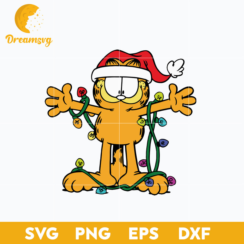Garfield Christmas Lights SVG, Christmas SVG, PNG DXF EPS Digital File