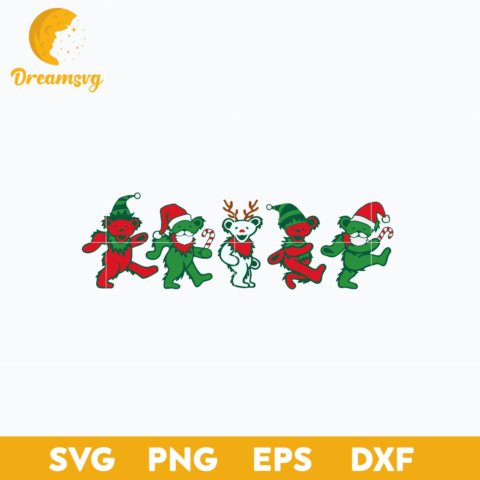Grateful Dead Dancing Bears Santa Christmas SVG, Christmas SVG, PNG DX ...