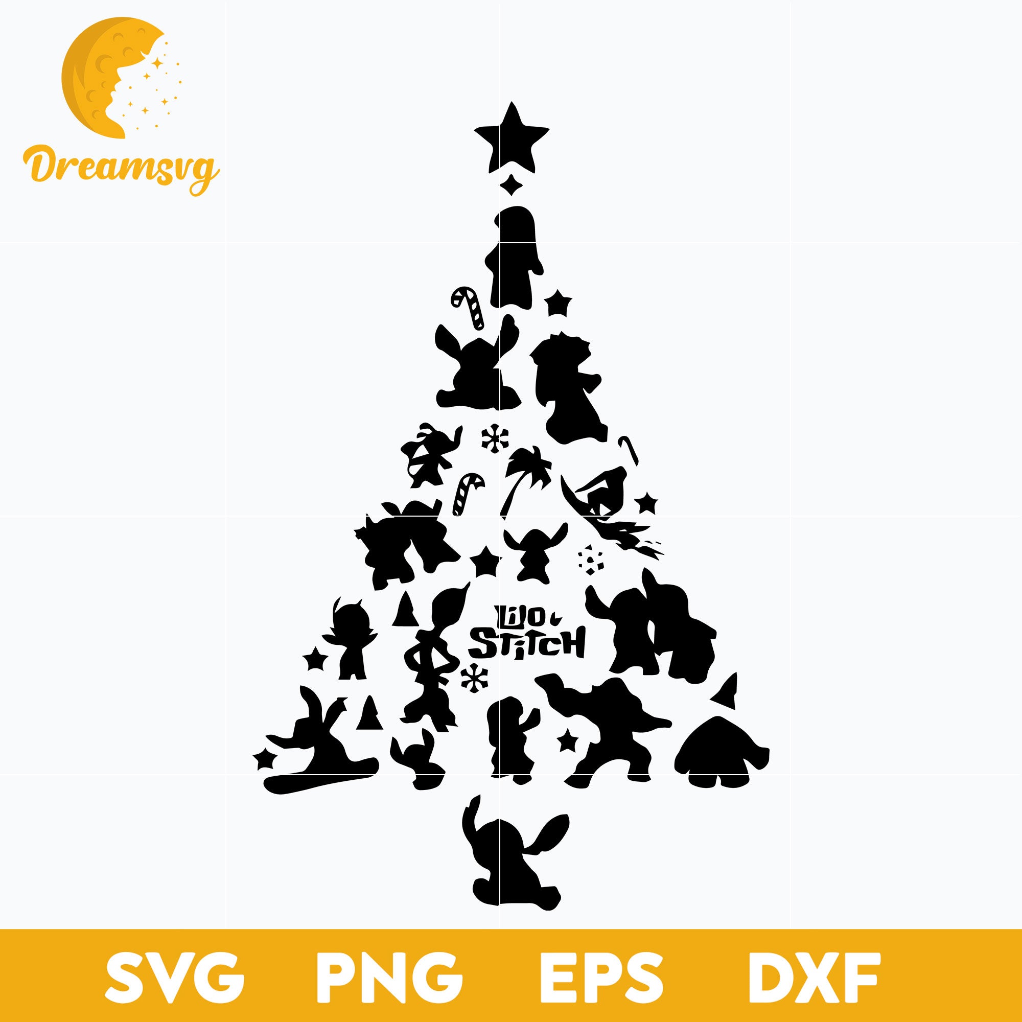 Lilo and Stitch Christmas Tree SVG, Christmas SVG, PNG DXF EPS Digital ...