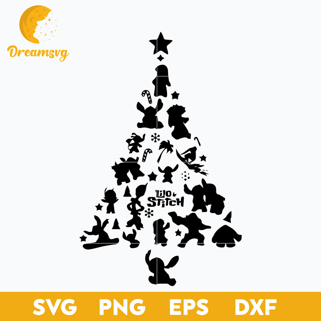 Lilo and Stitch Christmas Tree SVG, Christmas SVG, PNG DXF EPS Digital