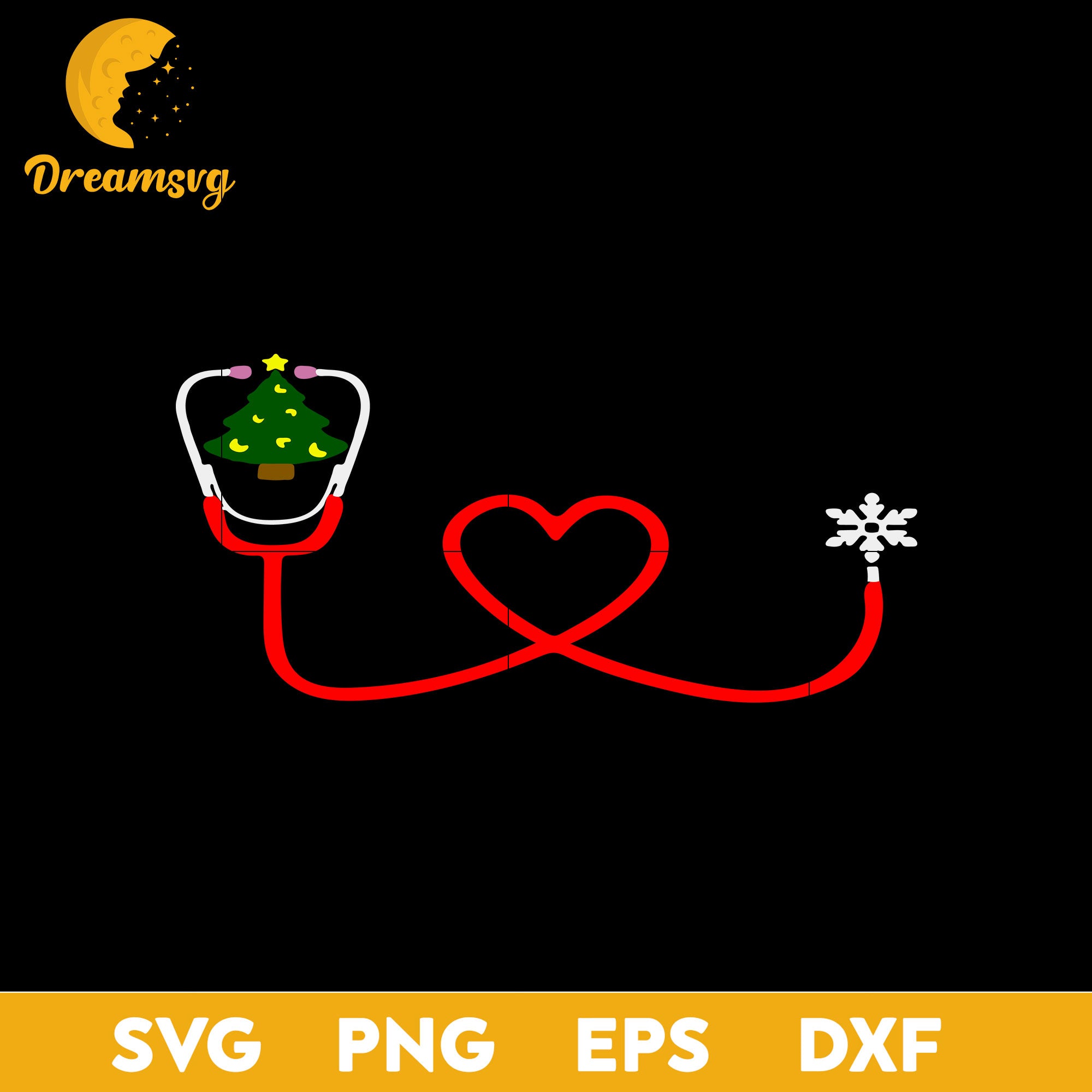 Nurse Christmas Tree Snowflake Stethoscope SVG, Christmas SVG, PNG DXF ...