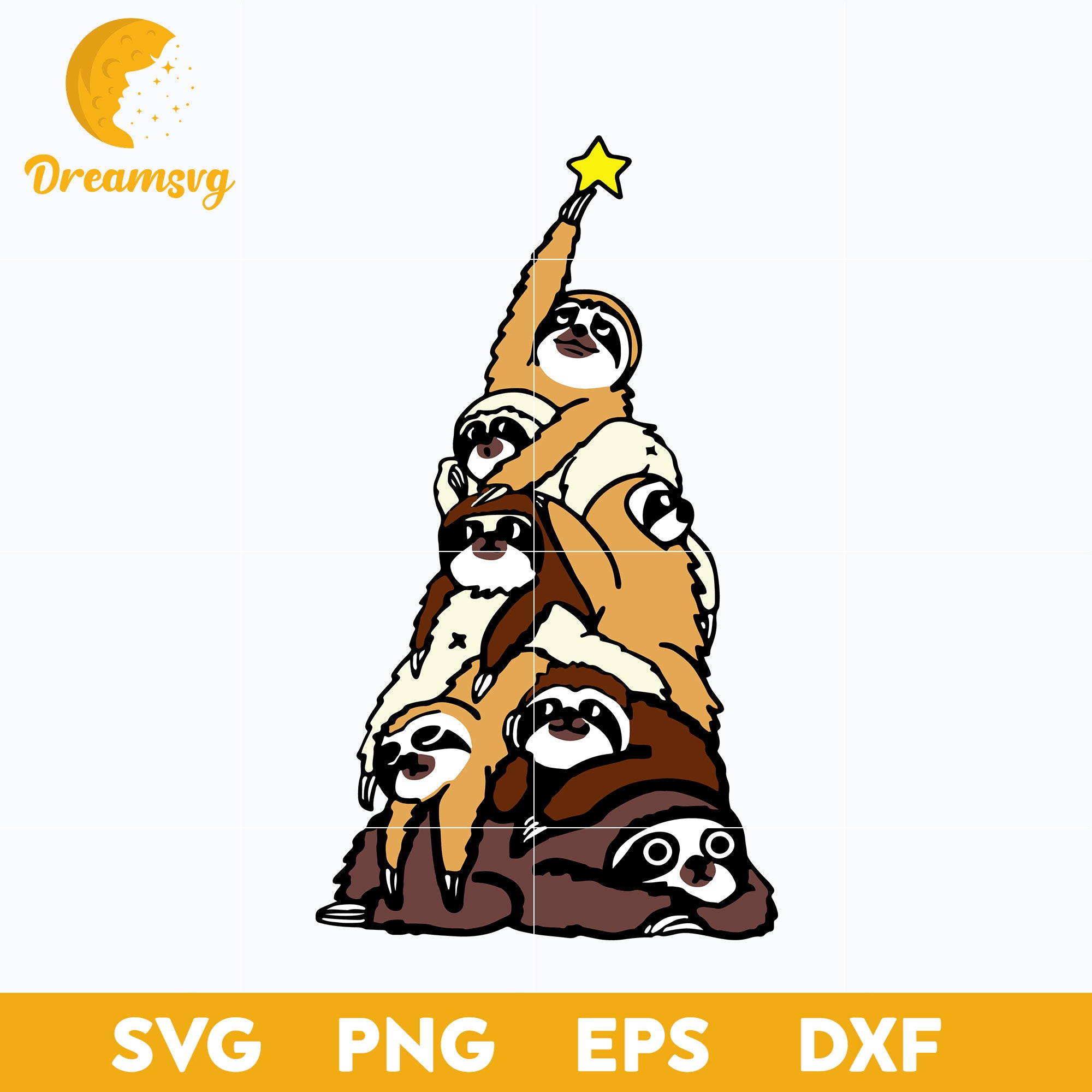 Sloth Christmas Tree SVG, Christmas SVG, PNG DXF EPS Digital File ...