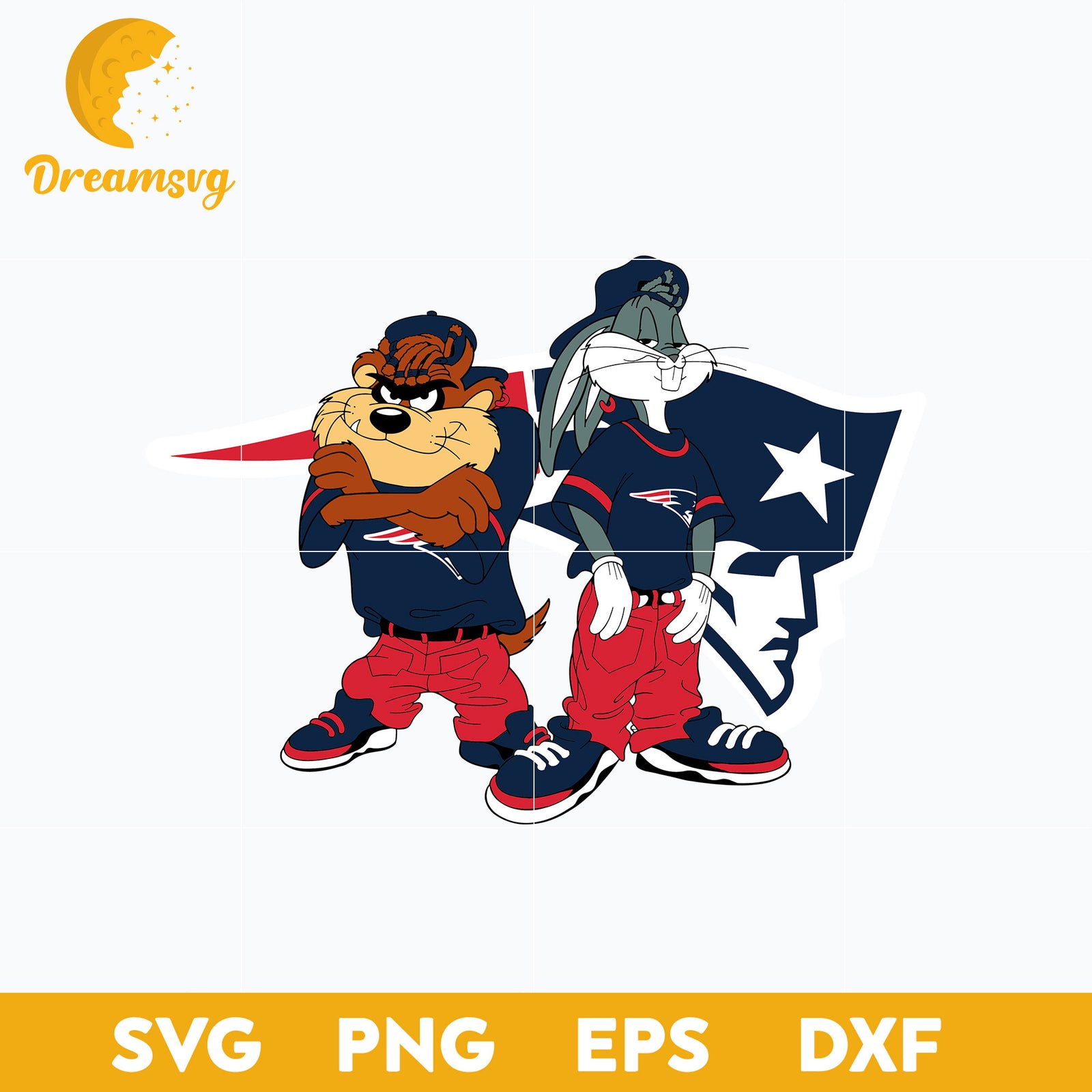 Taz and Bugs Kriss Kross New England Patriots Svg, New England Patriot