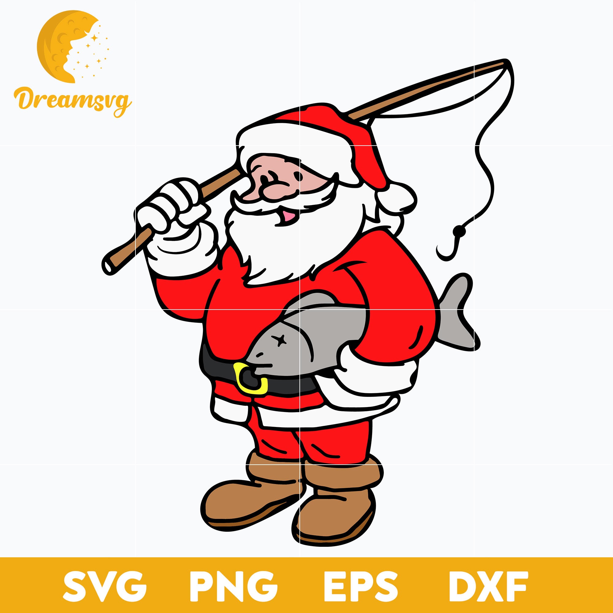 Xmas Santa Fishing SVG, Christmas SVG, PNG DXF EPS Digital File ...