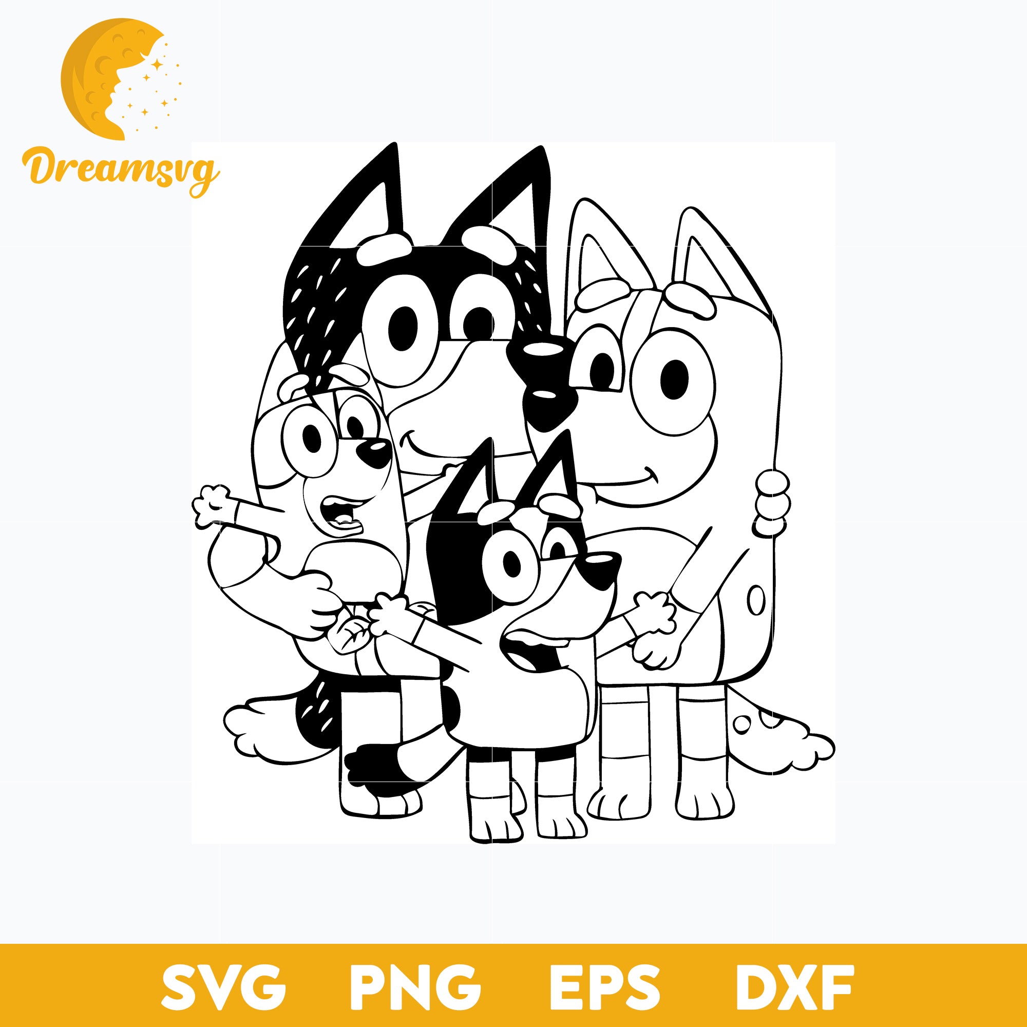 Family outline svg, Bluey Vector, Bluey Alphabeth, Bluey Cutfile, Blue ...