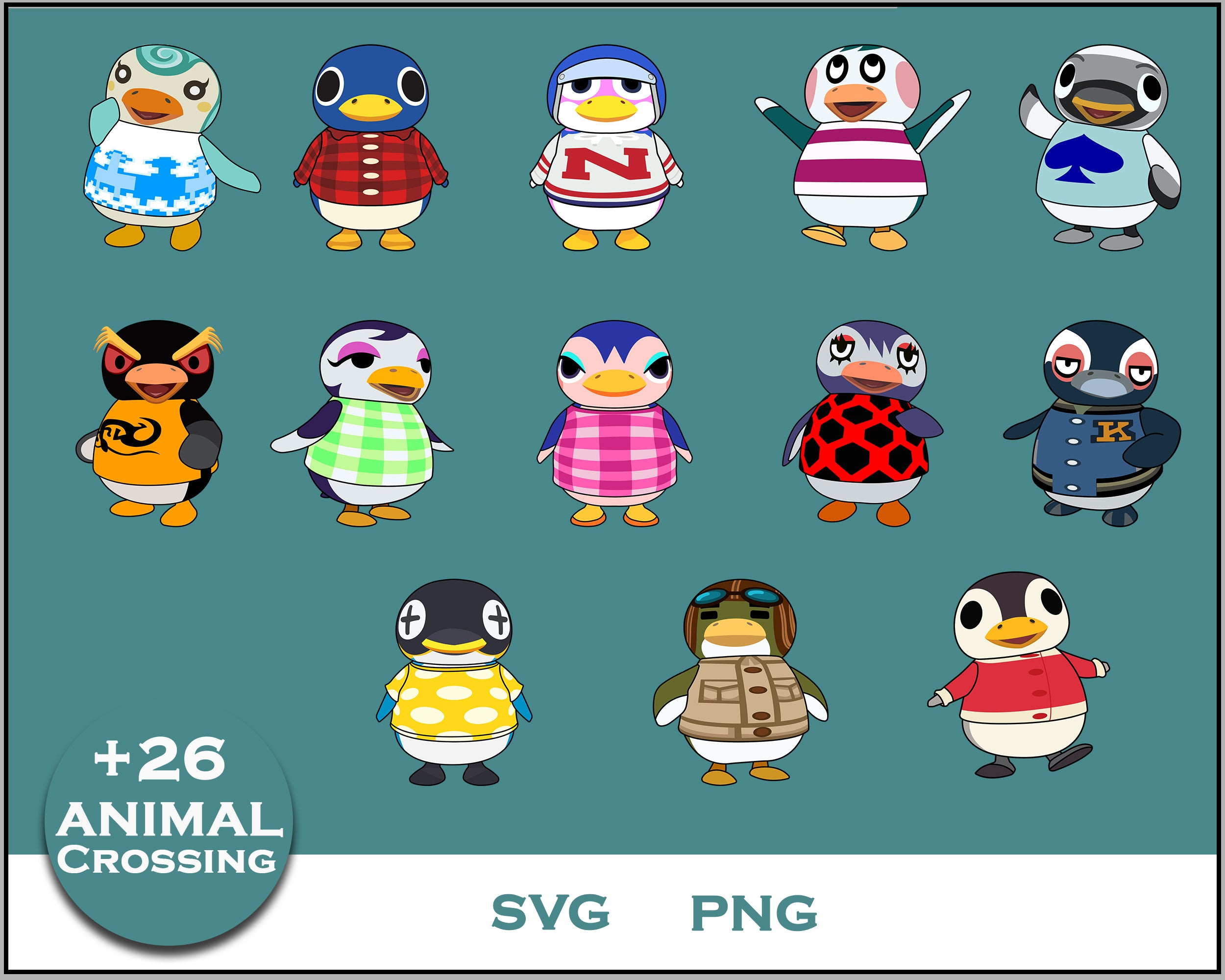 +26 Penguin Svg Bundle, Animal Crossing Svg Bundle, Animal Crossing Sv ...