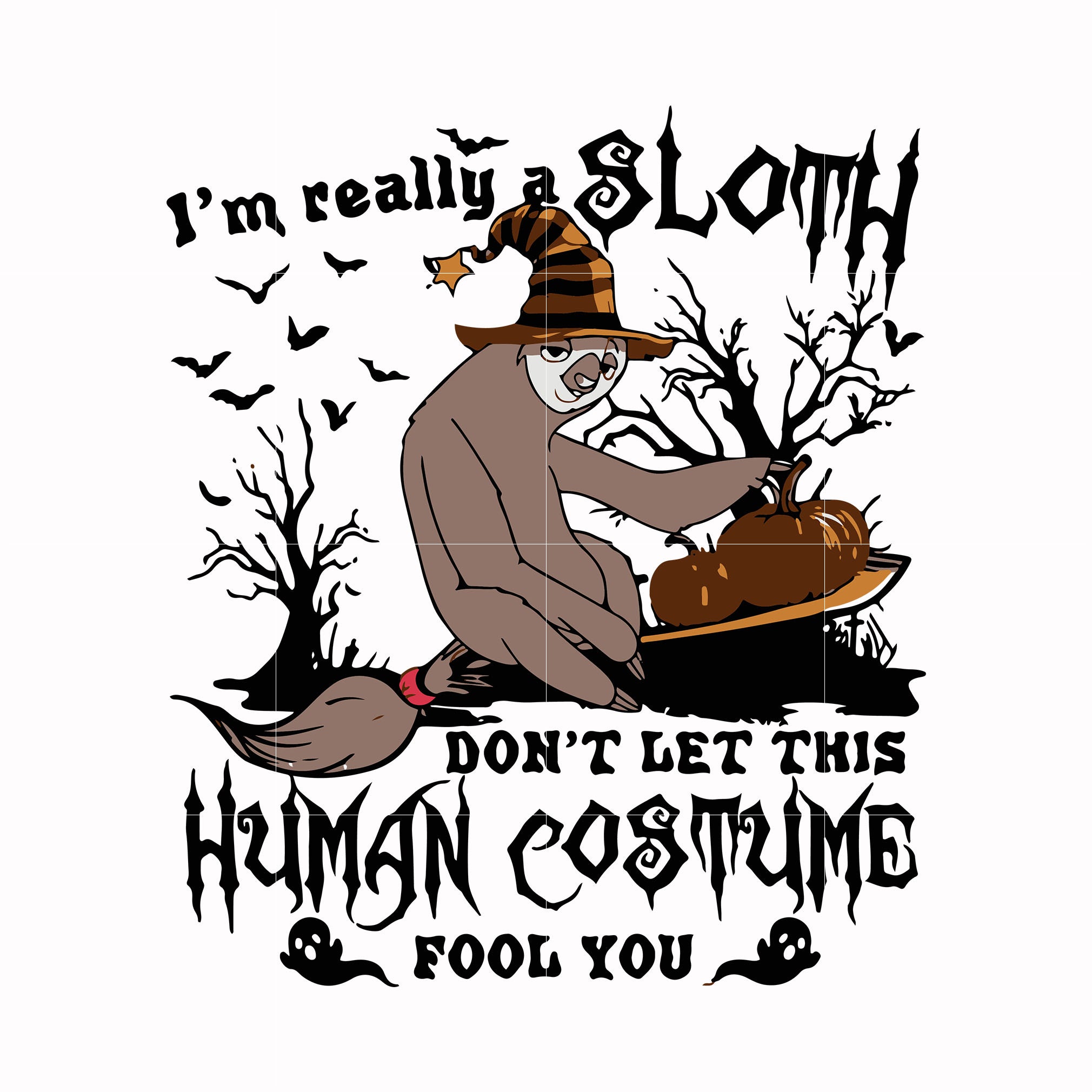 i am really sloth dont let this human costume fool you svg, png, dxf ...