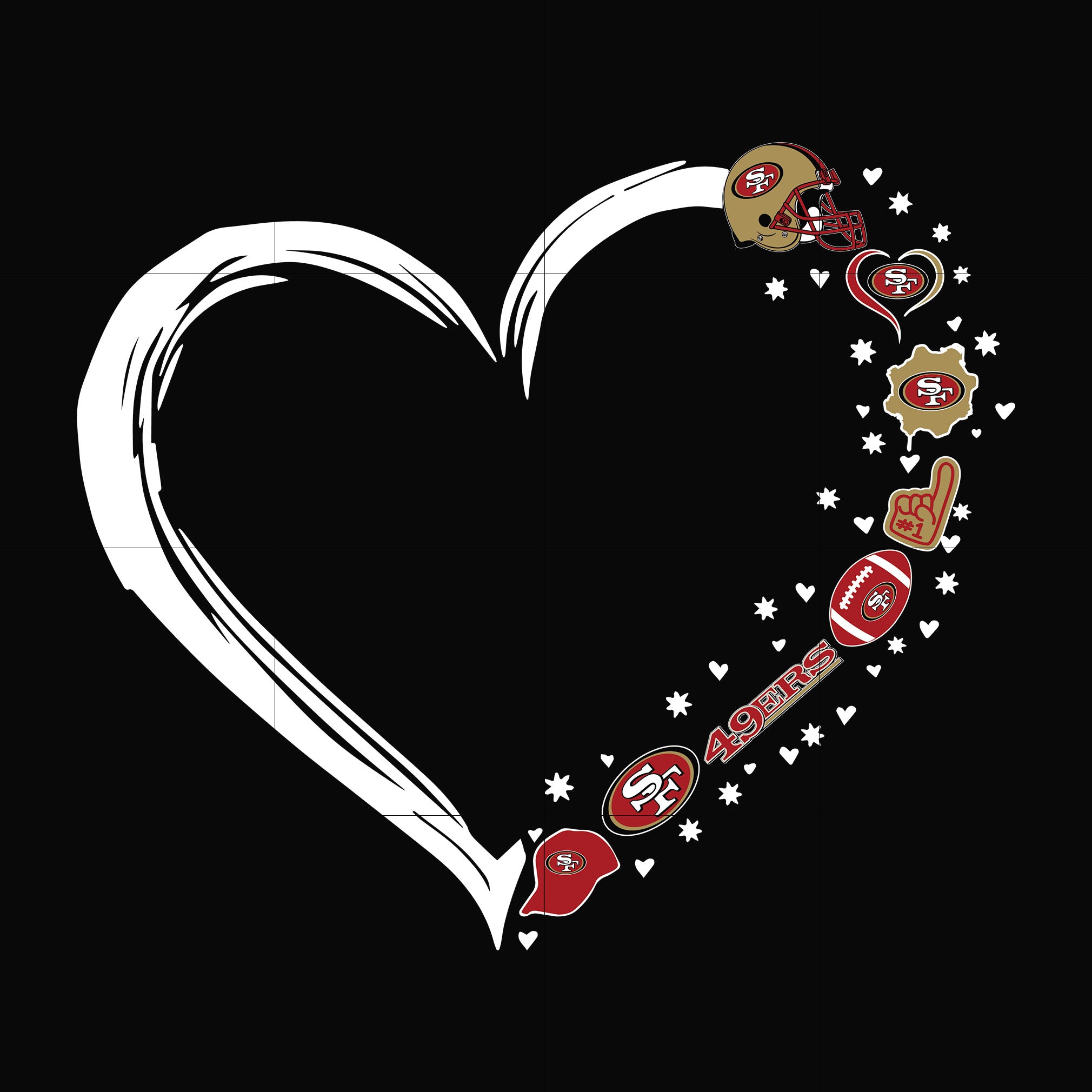 San Francisco 49ers heart svg, 49ers svg, png, dxf, eps digital file N ...